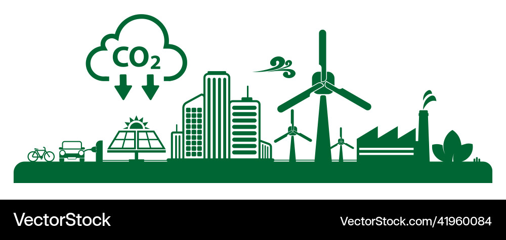 Reducing co2 emissions to stop climate change Vector Image