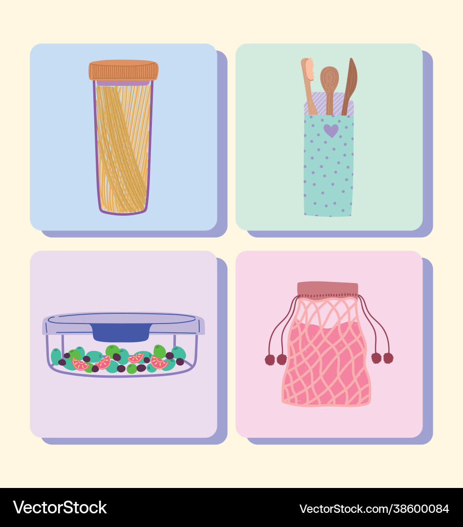 Reusable and ecology containers Royalty Free Vector Image