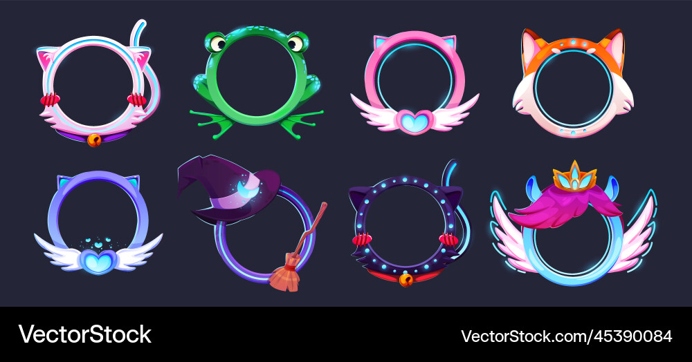 Round animal character game avatars design Vector Image
