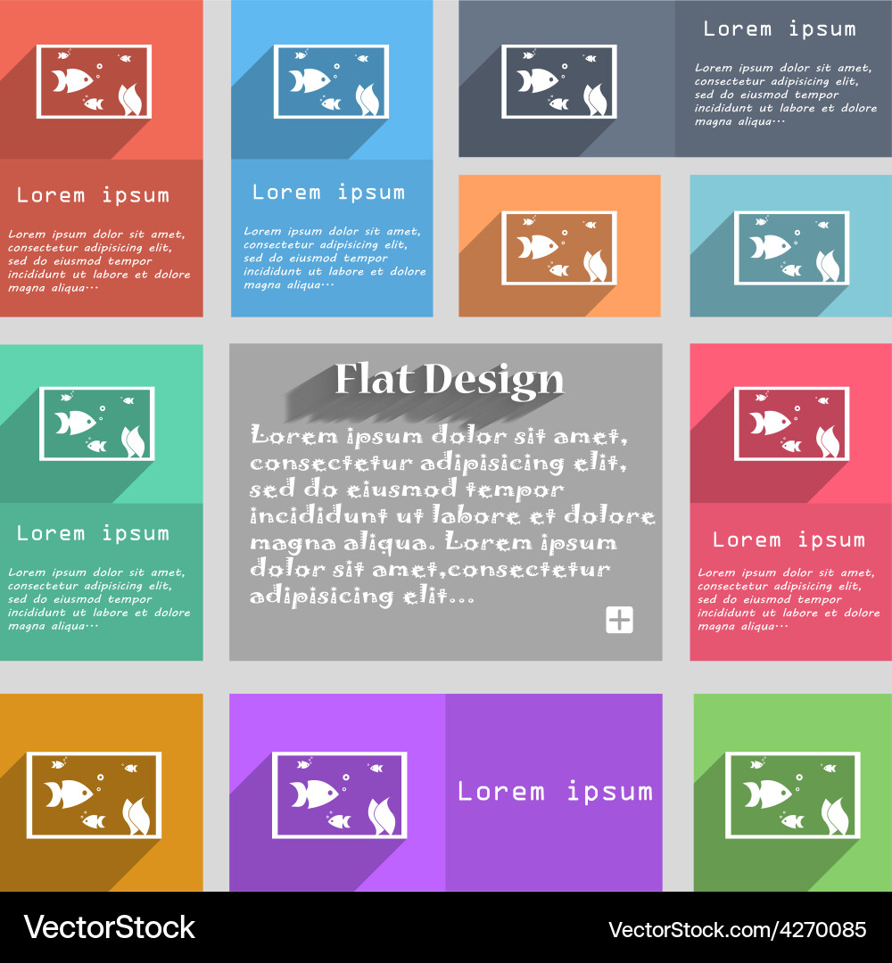 Aquarium fish in water icon sign set Royalty Free Vector