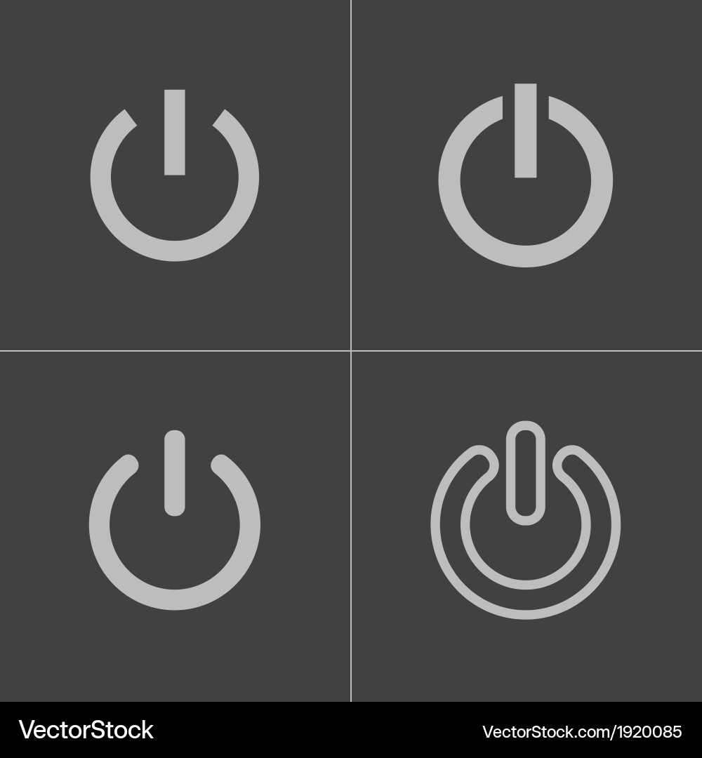 Black shut down icons set Royalty Free Vector Image