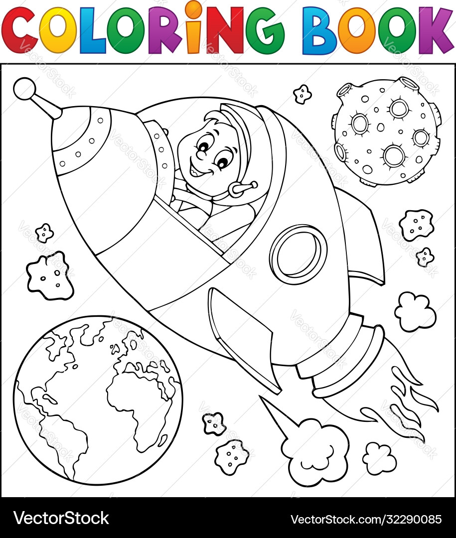Coloring book space theme 2 Royalty Free Vector Image