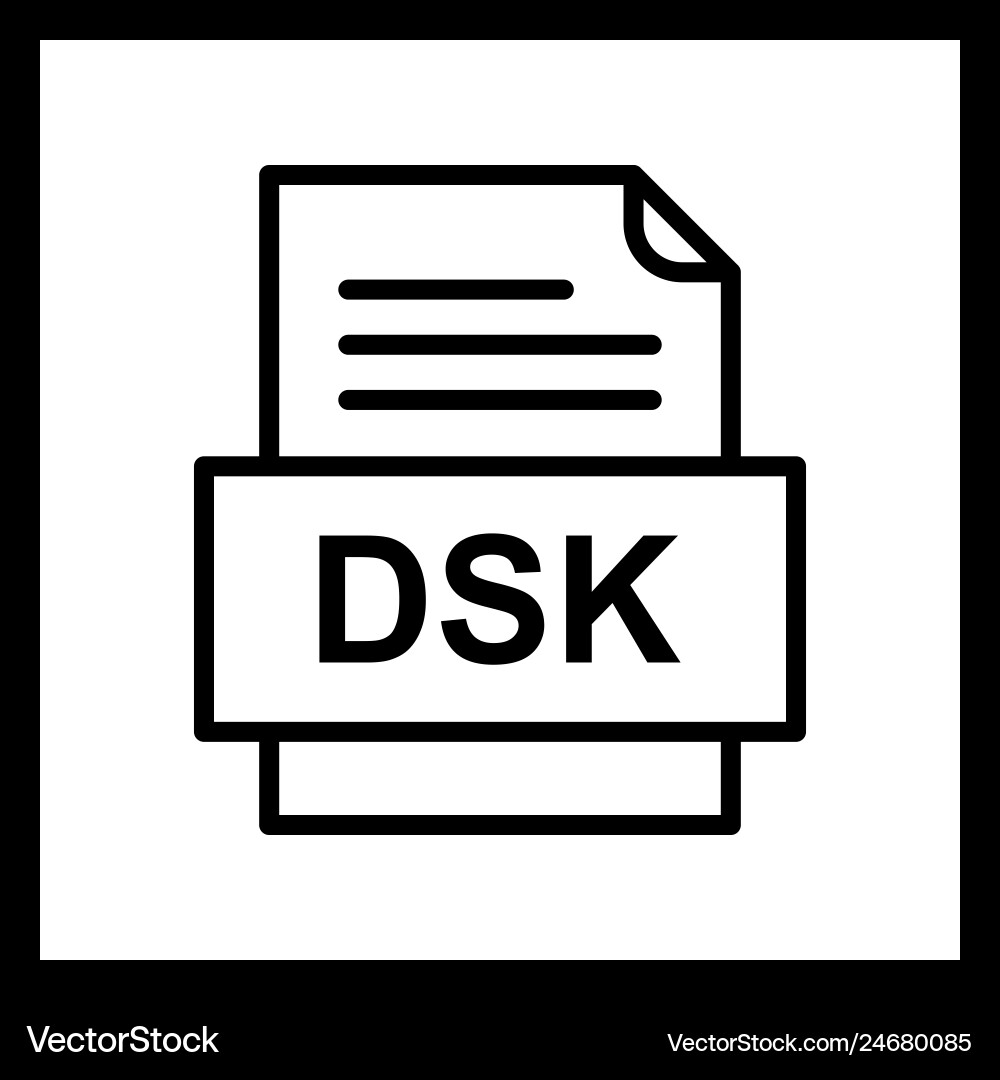 Dsk file document icon Royalty Free Vector Image