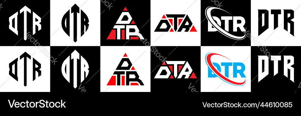 Dtr letter logo design in six style polygon Vector Image