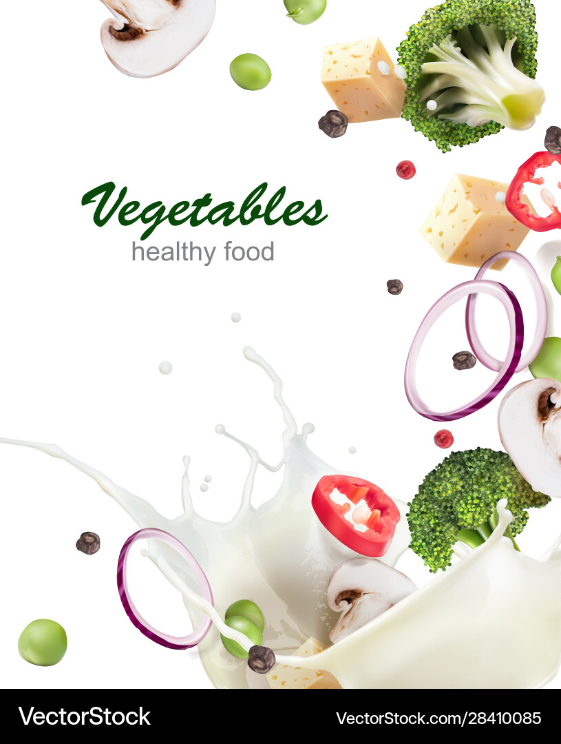 Flying food splash in a plate Royalty Free Vector Image