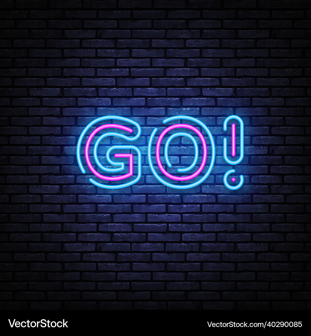 Go neon sign for concept design text Royalty Free Vector