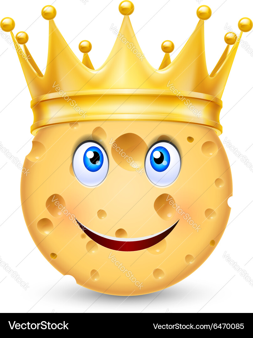 Golden crown on cheese Royalty Free Vector Image
