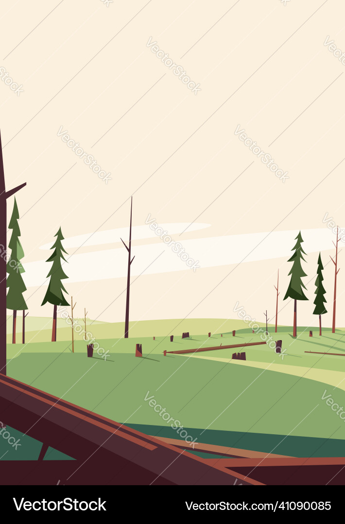 Grove with felled trees Royalty Free Vector Image
