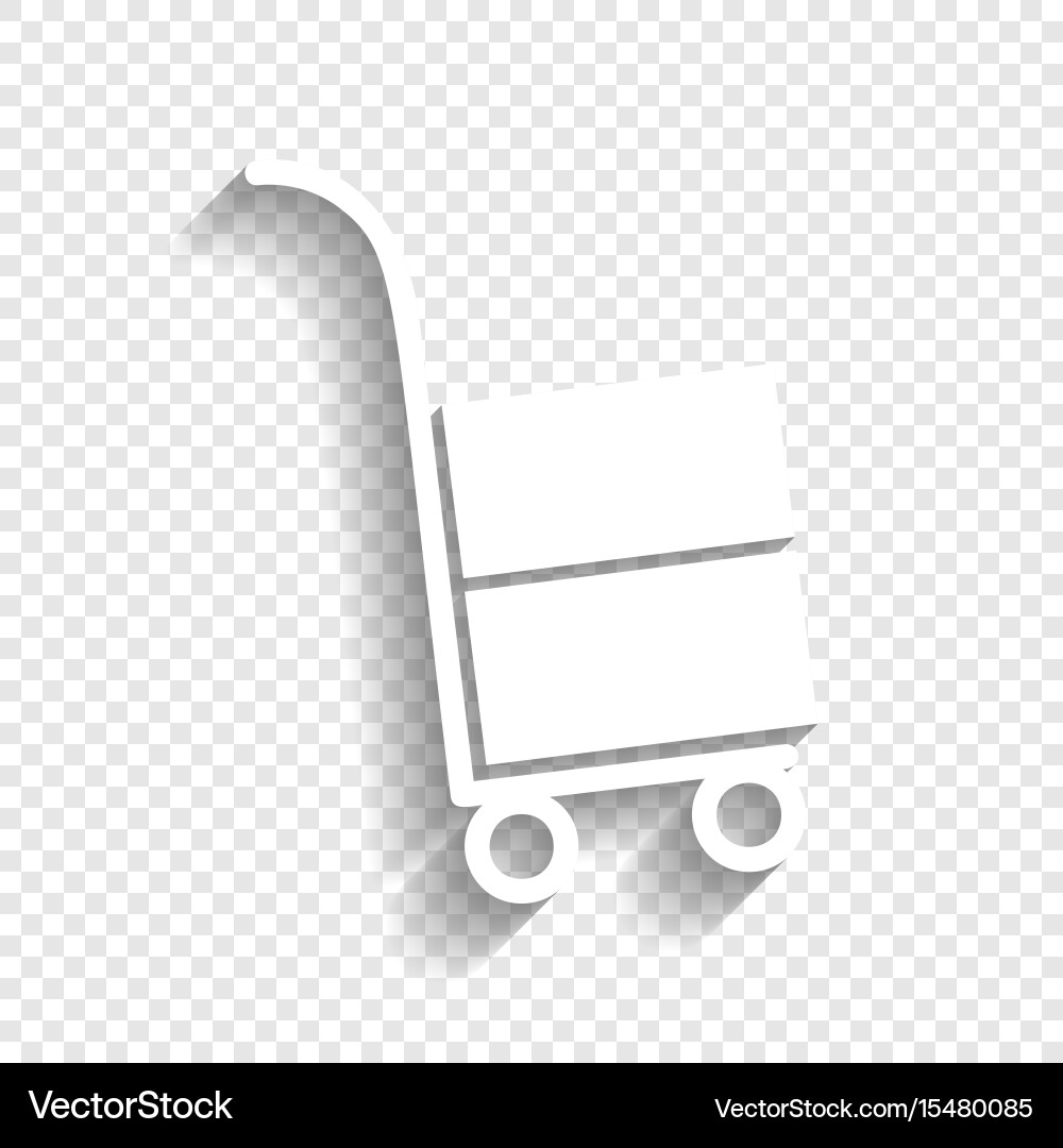 Hand truck sign white icon with soft Royalty Free Vector