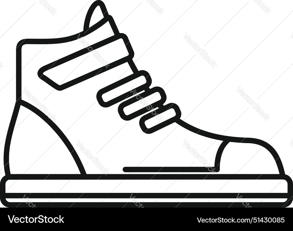 Line art of a hightop sneaker Royalty Free Vector Image