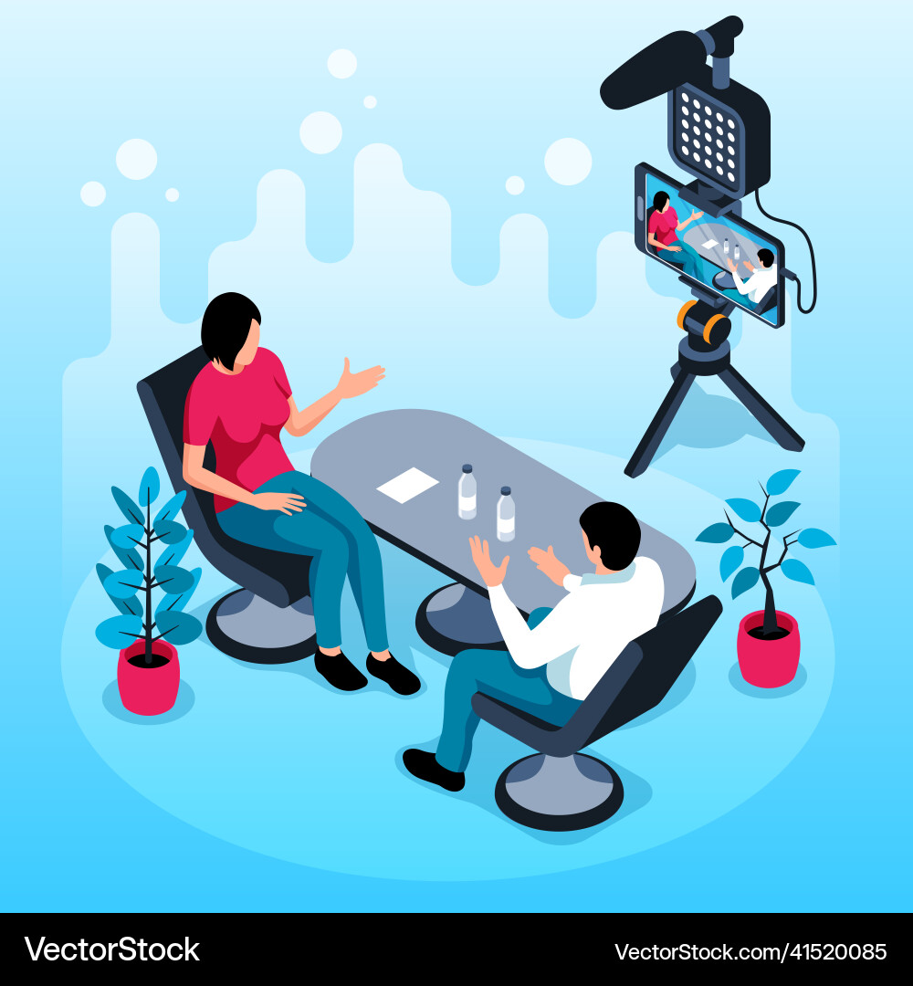 Live streaming isometric background Royalty Free Vector