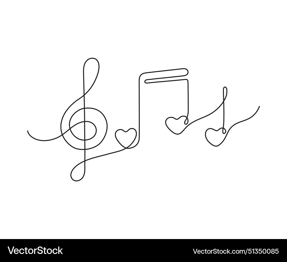 Music note in form heart and treble clef Vector Image