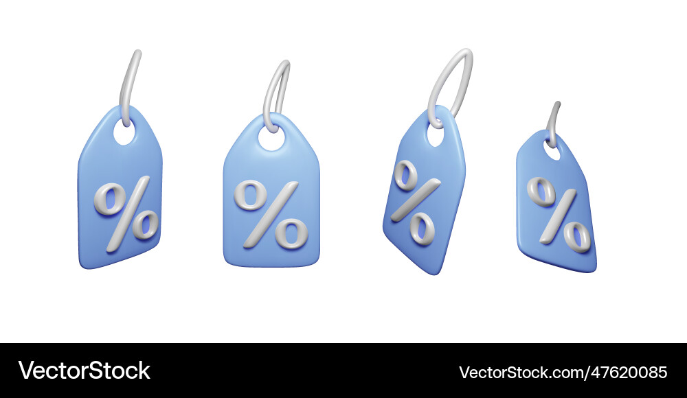Percentage 3d icon on price tags set discount Vector Image
