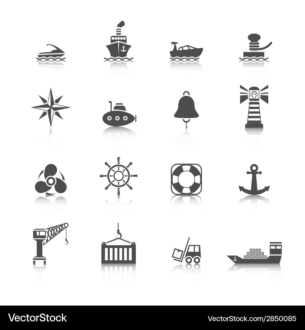 Sea port icons set Royalty Free Vector Image - VectorStock