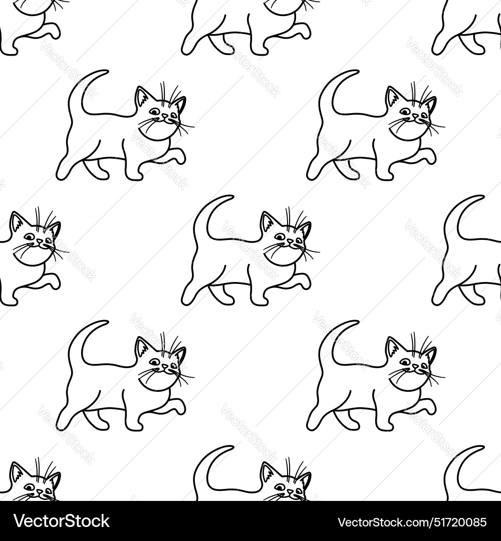 Seamless pattern with cute cat Royalty Free Vector Image