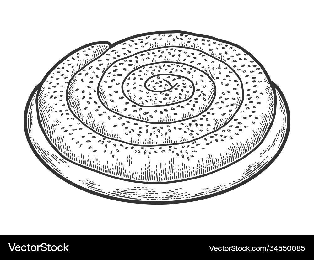 Snail pie rounded confection engraving Royalty Free Vector