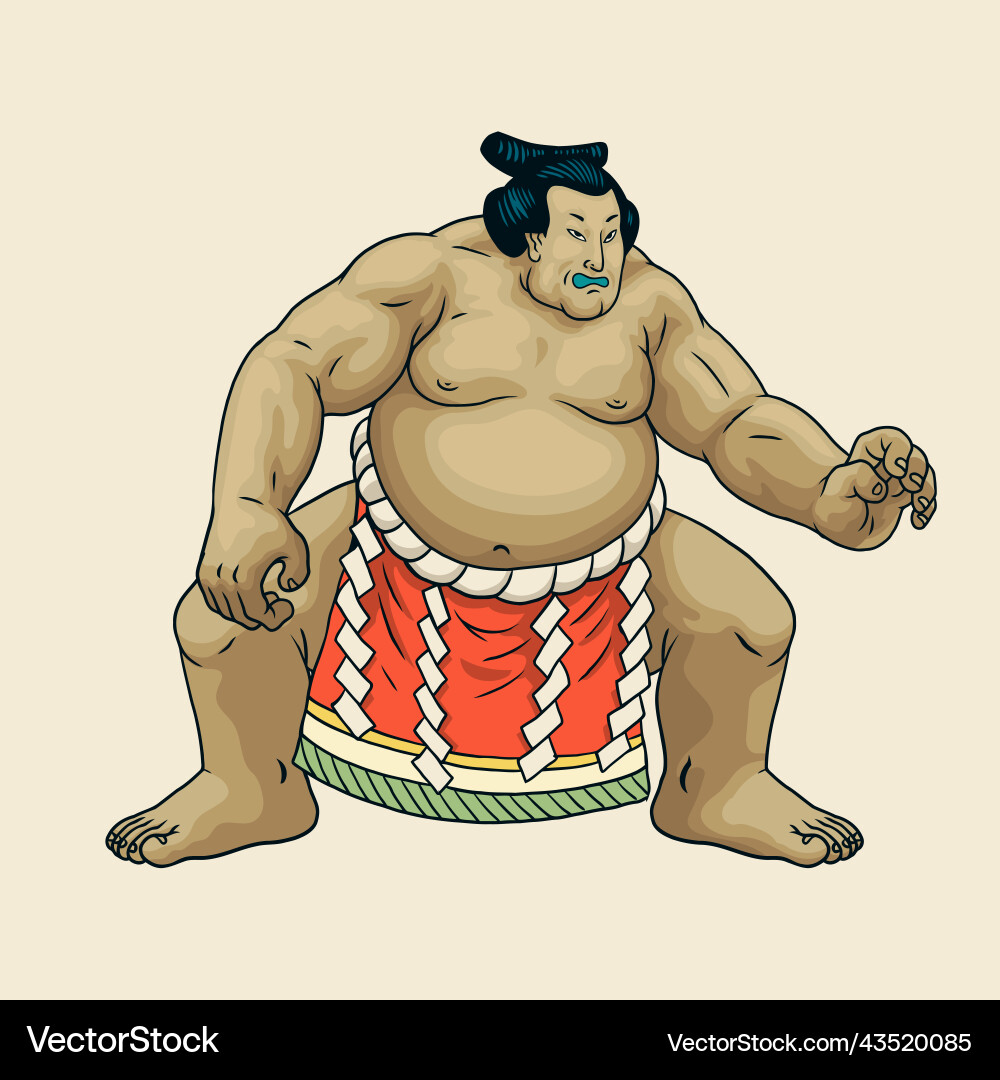 Sumo japanese fighter in hand drawn vintage Vector Image