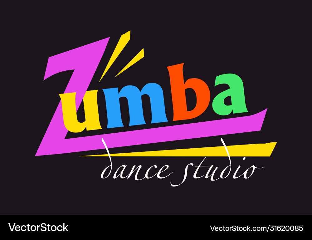 Text zumba card on black background Royalty Free Vector