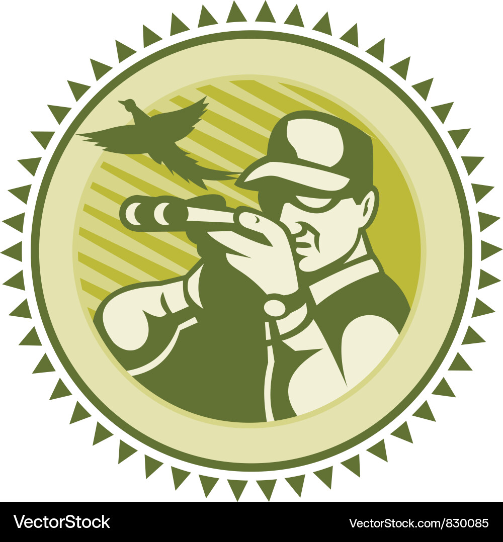 Vintage Hunter Icon - Shotgun & Pheasant Vector Image
