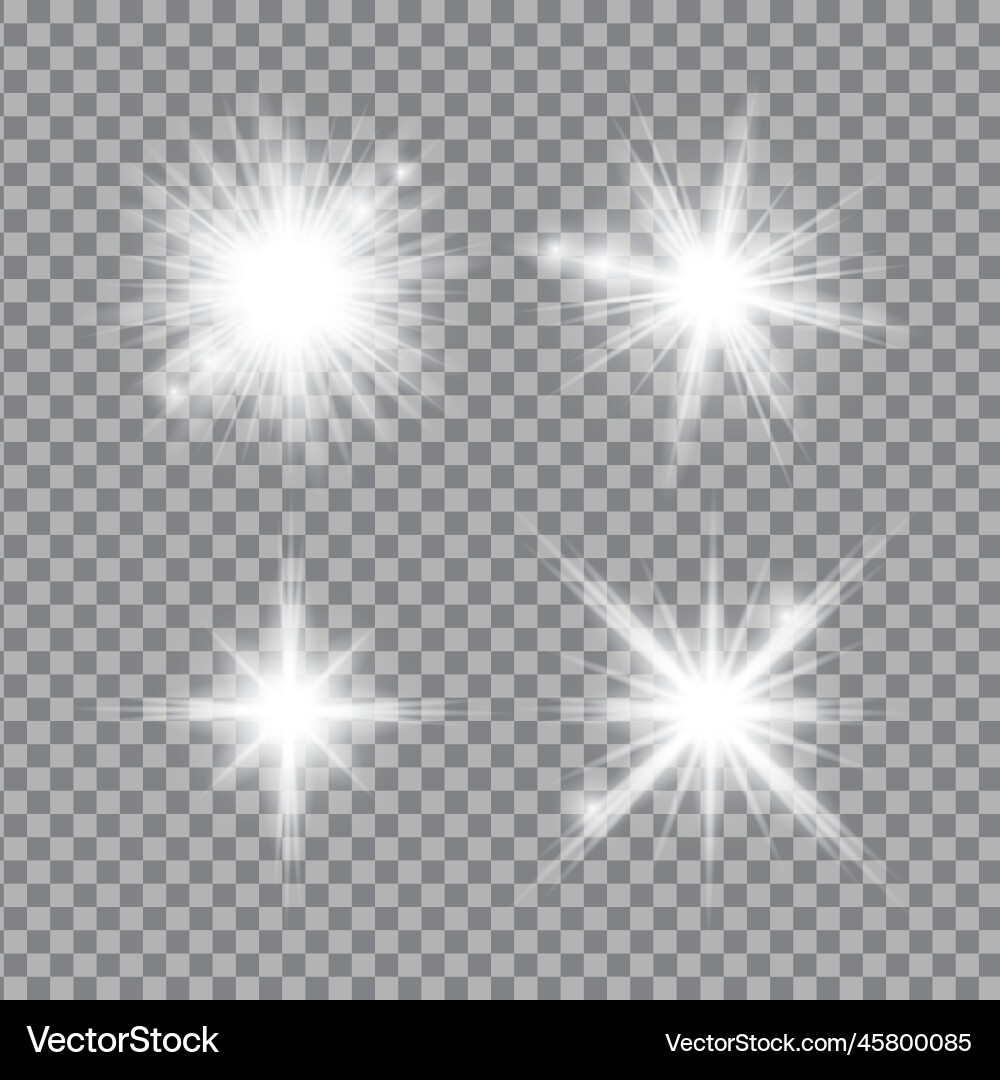 White light glow effect rays set radiant Vector Image