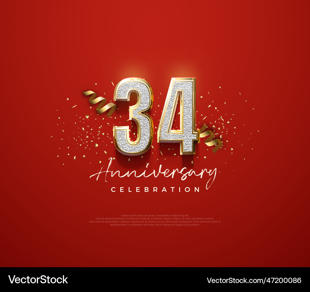 34th anniversary 50 number Royalty Free Vector Image