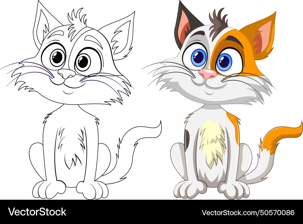 A cute colorful cartoon cat Royalty Free Vector Image