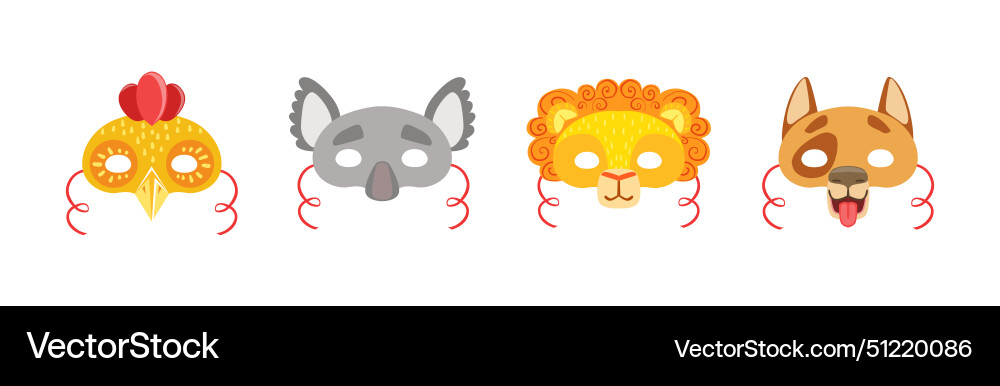 Animal mask and face cover with strap set Vector Image