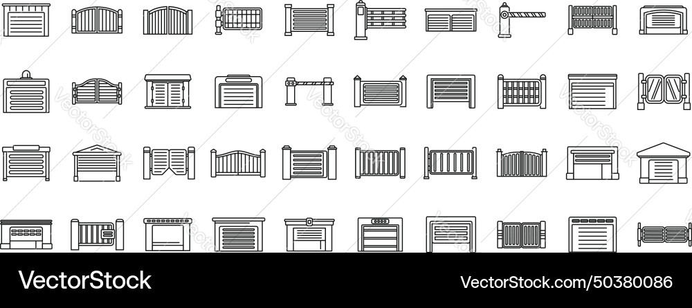 Automatic gates icons set outline security Vector Image