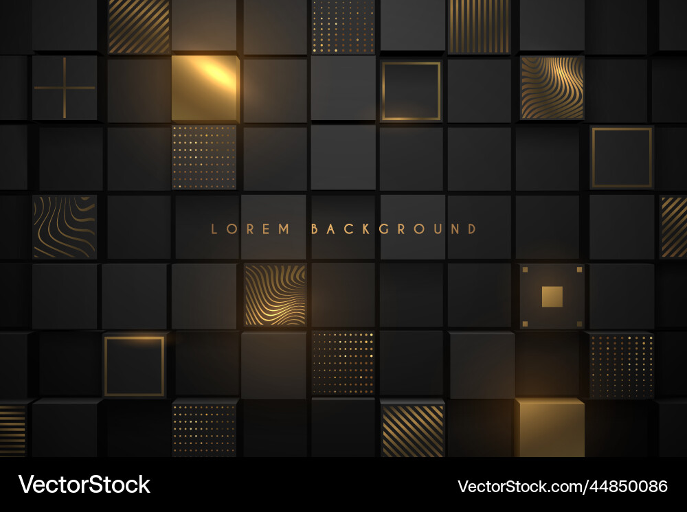 Black and gold square background Royalty Free Vector Image