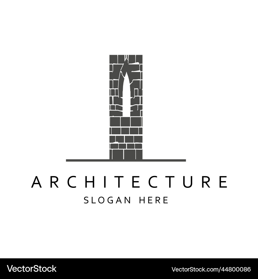 Castle wall logo tower and security symbol Vector Image