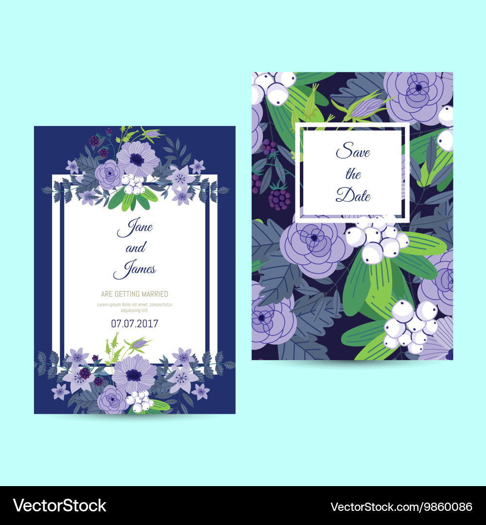 Cute wedding invitation template Royalty Free Vector Image