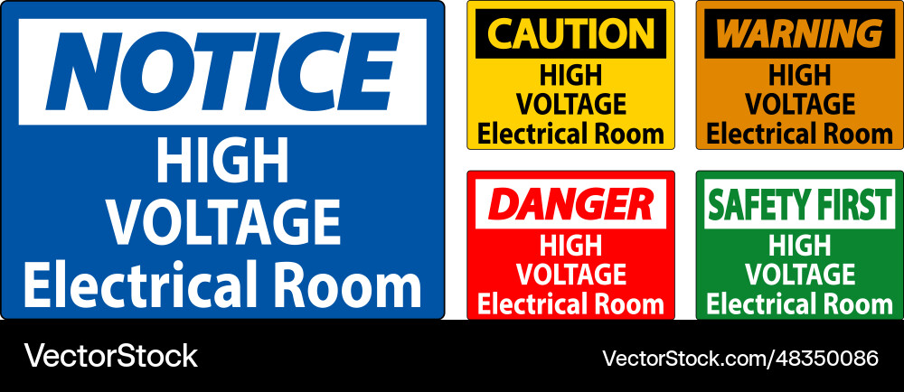 Danger sign high voltage - electrical room Vector Image