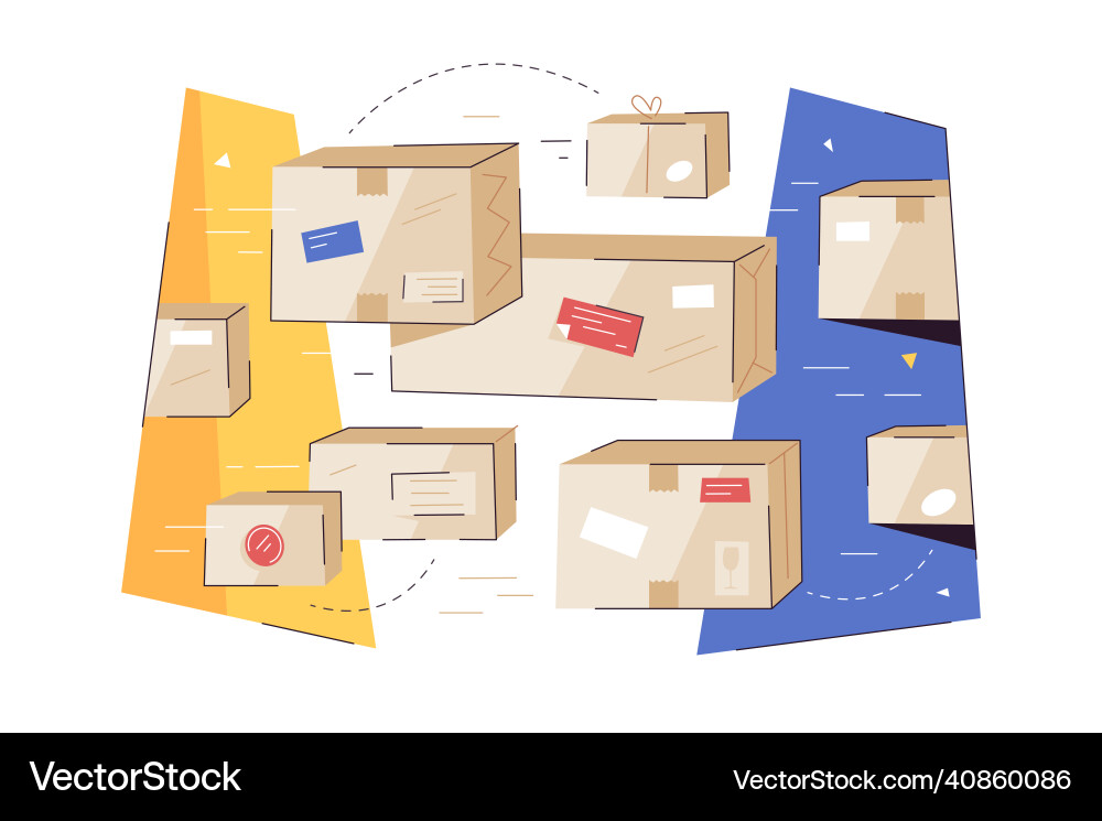 Distribution chain process of cargo flow Vector Image