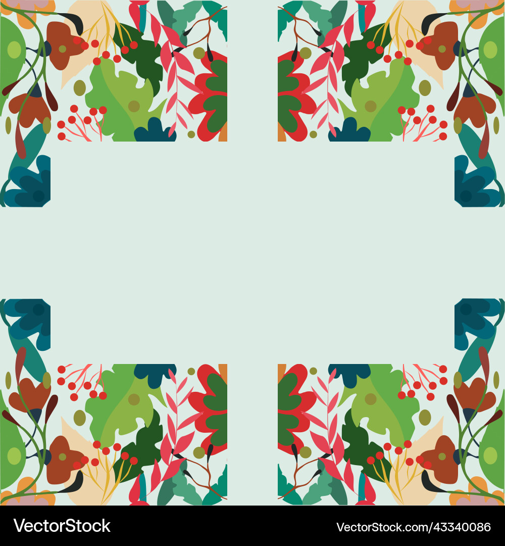 Frame with leaves and flowers around Royalty Free Vector