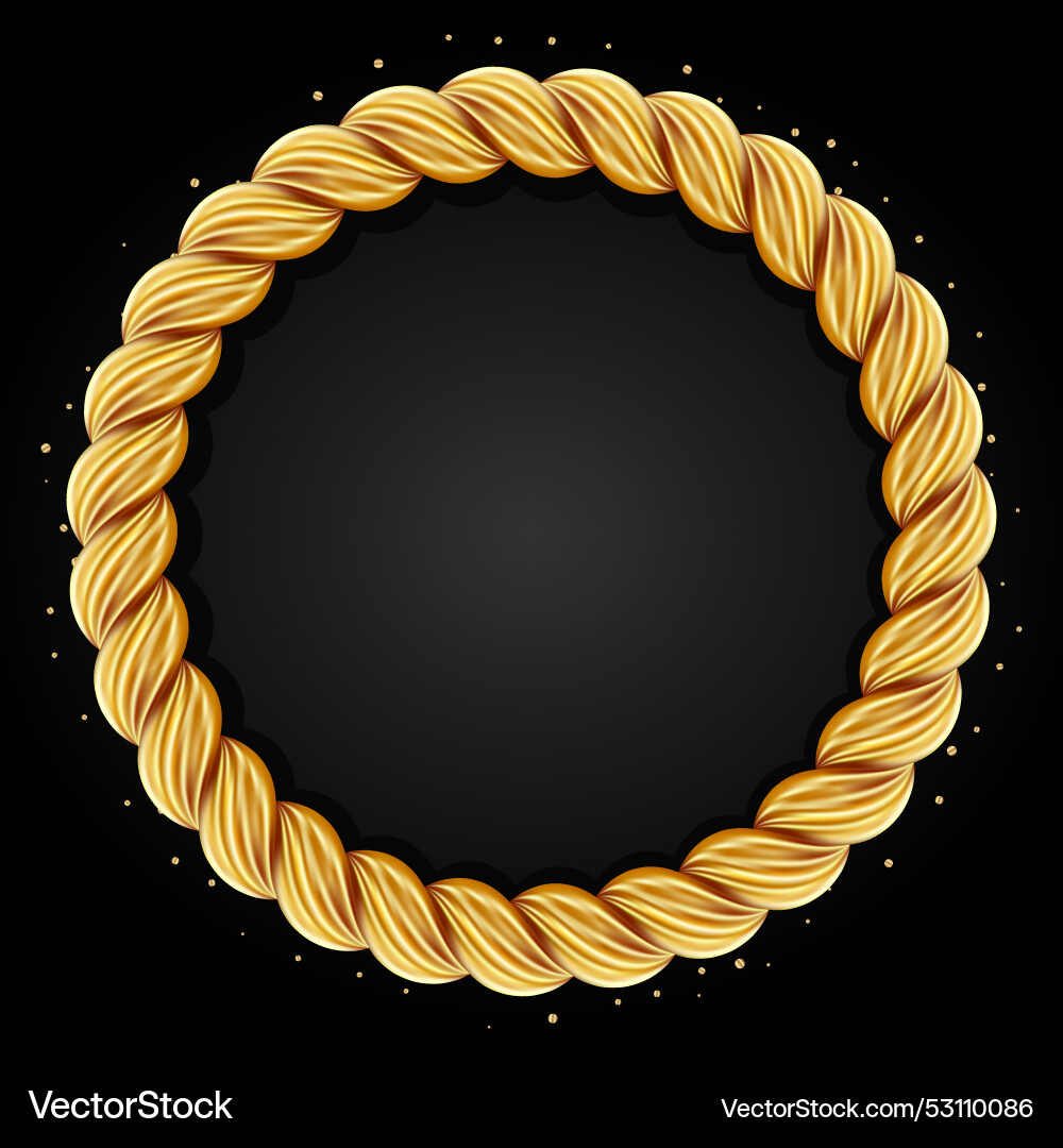 Gold twisted rope circle frame round border Vector Image