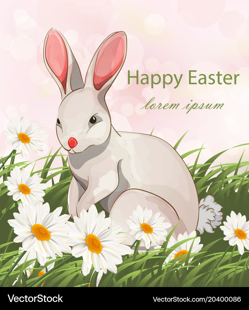 Happy easter cute bunny rabbit card Royalty Free Vector