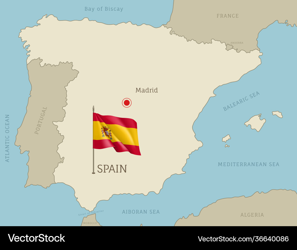 Highly detailed map spain territory borders Vector Image