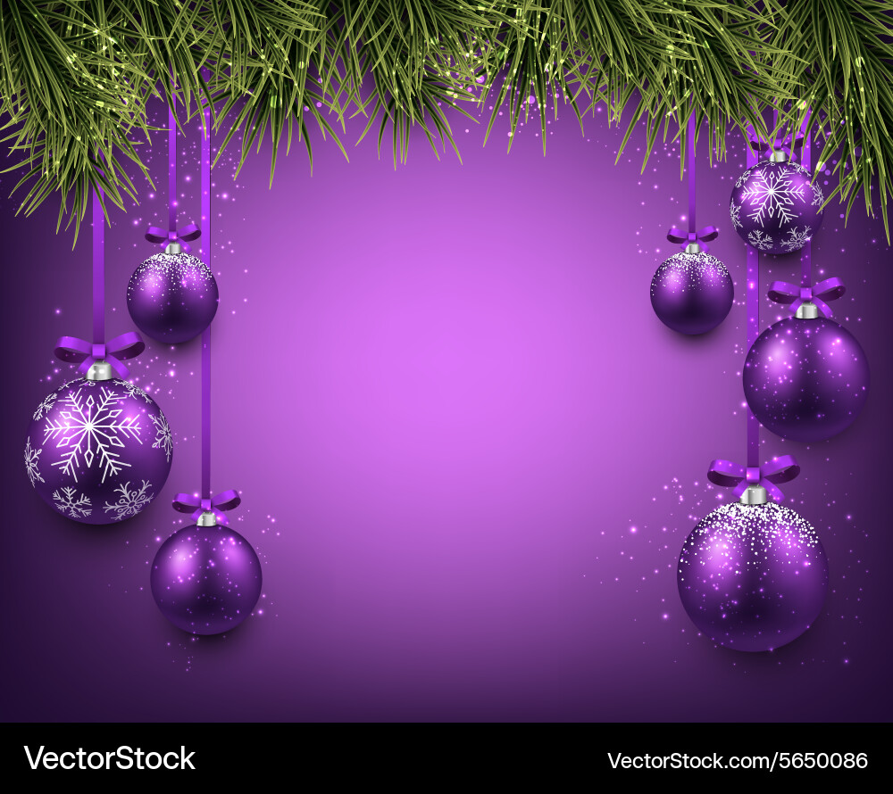 Purple Christmas Balls Background Royalty Free Vector Image