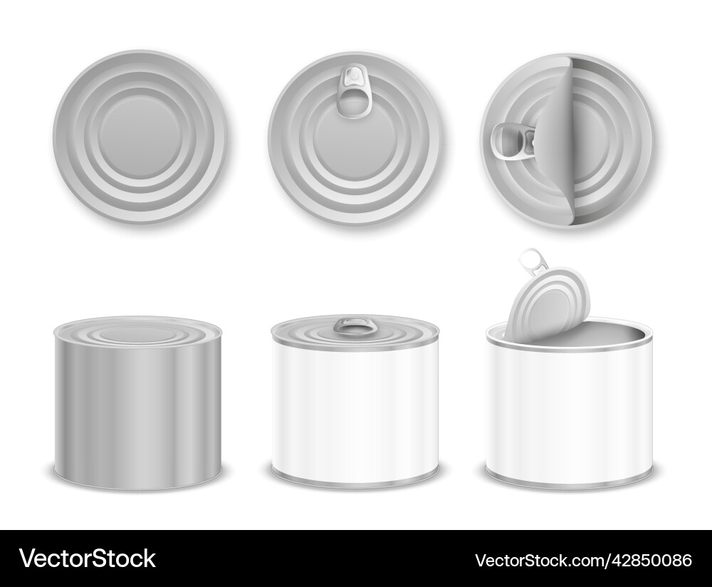 Realistic tin can set Royalty Free Vector Image