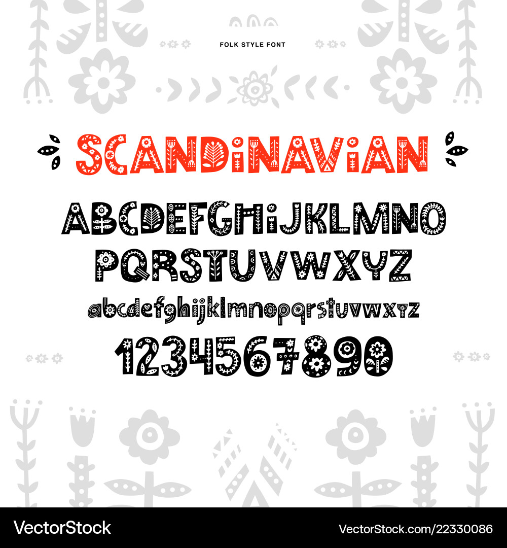 Scandinavian font Royalty Free Vector Image - VectorStock