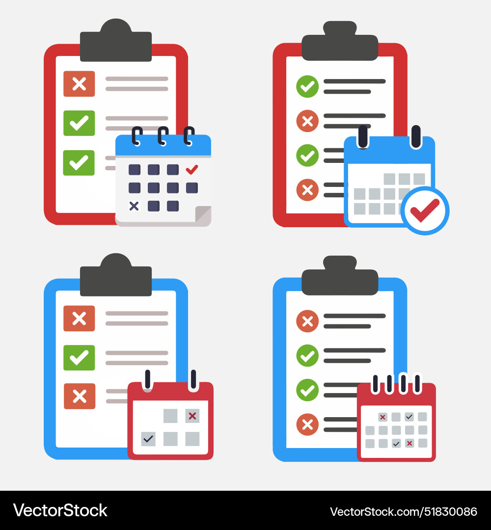 Set schedule management icon Royalty Free Vector Image