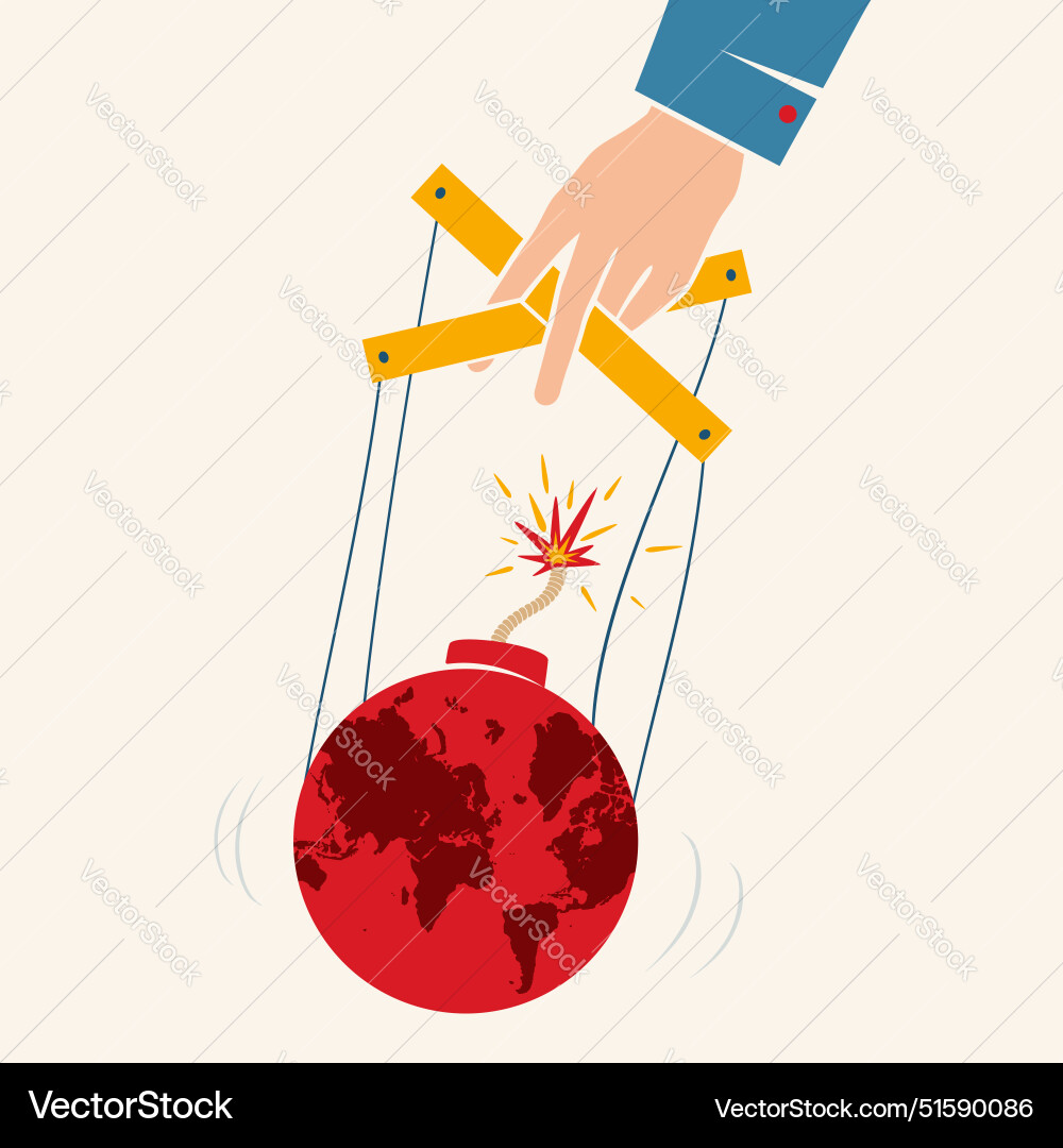 Vintage poster with hand controls earth Royalty Free Vector