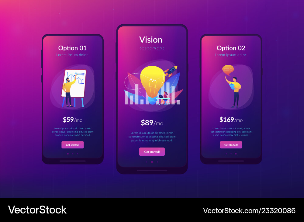Vision statement app interface template Royalty Free Vector