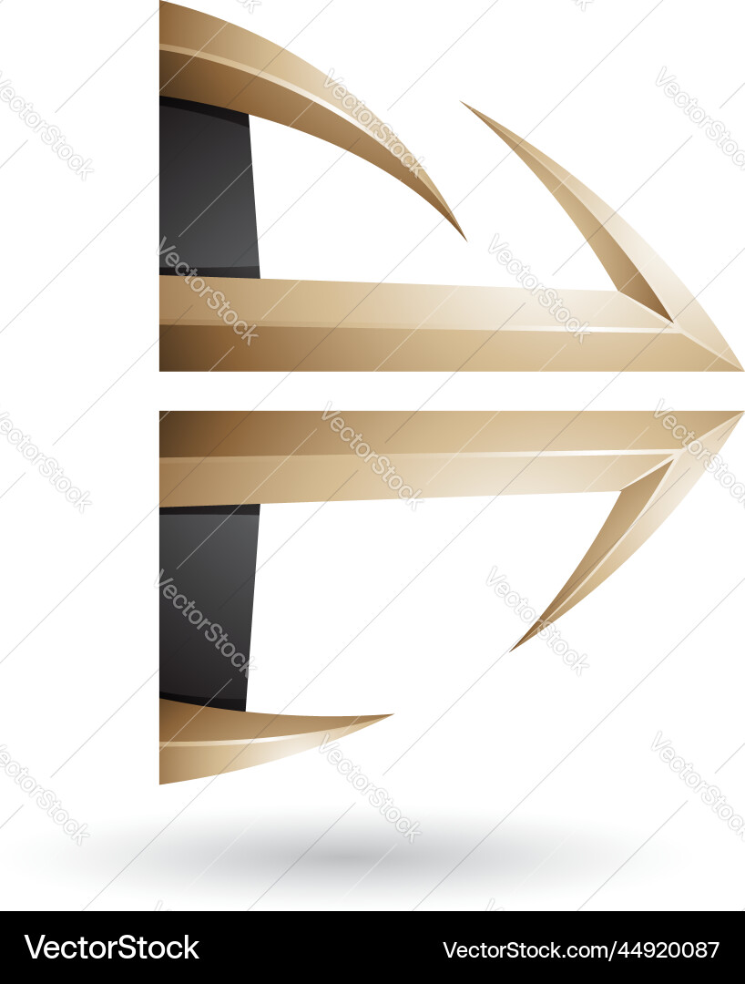 Black and beige glossy embossed arrow shape Vector Image