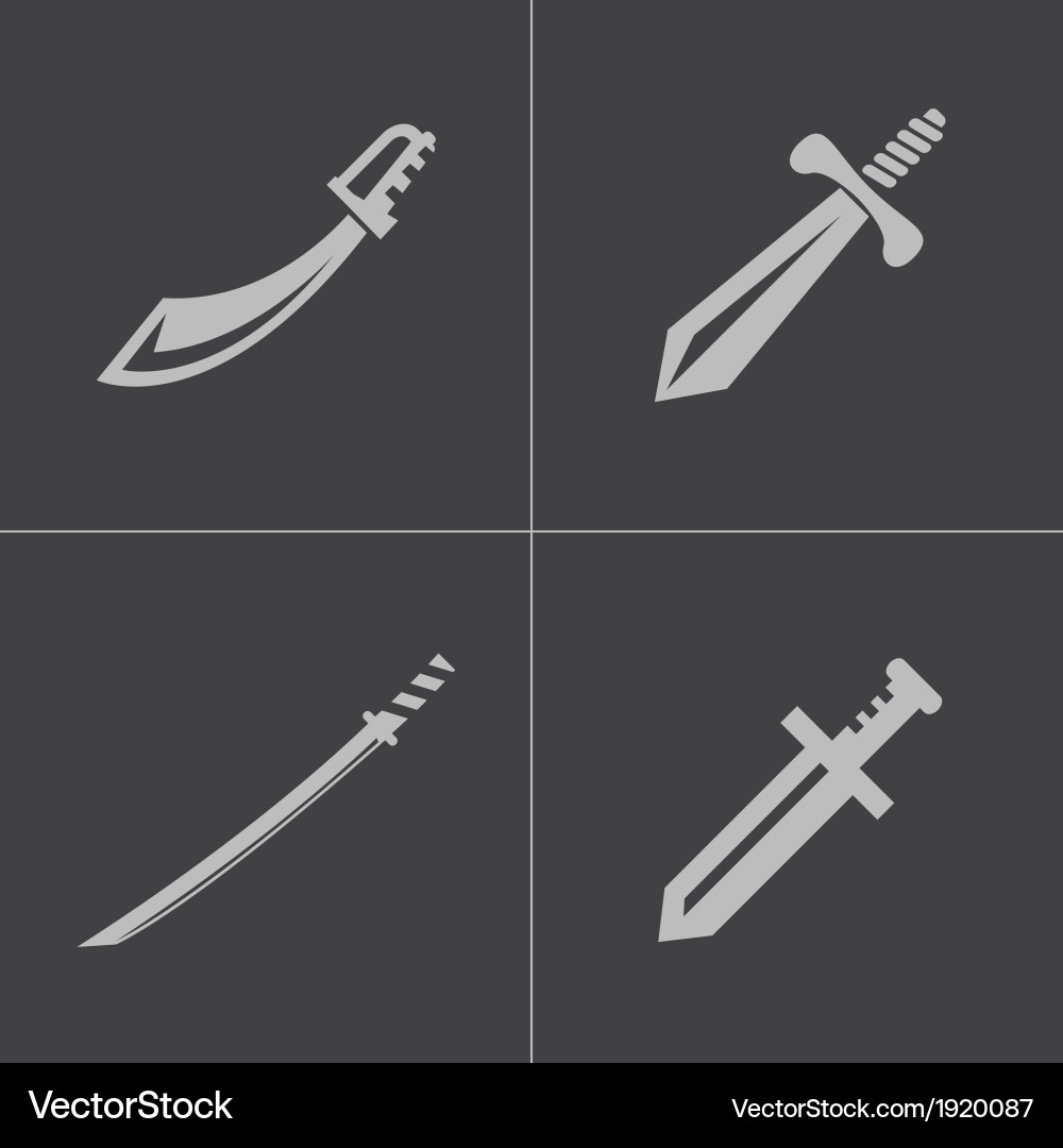 Black Sword Icon Set Royalty Free Vector Image