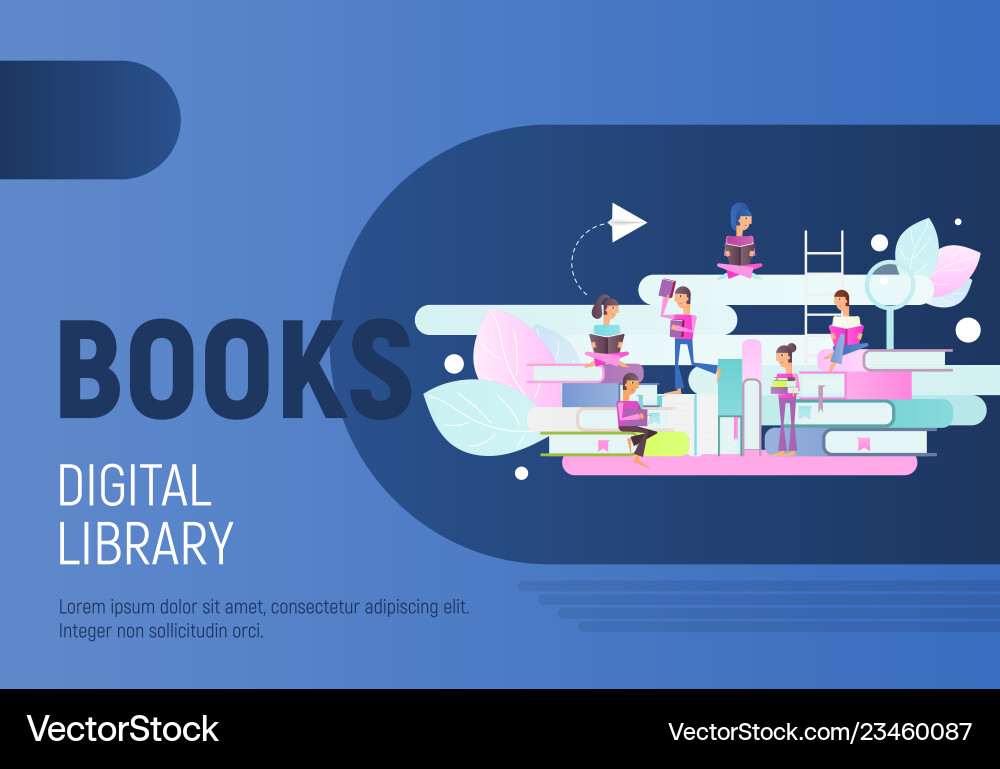 Books digital library poster Royalty Free Vector Image