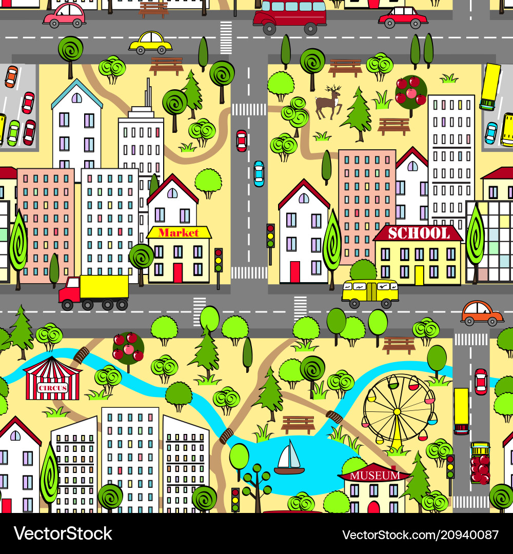 Cartoon city landscape Royalty Free Vector Image