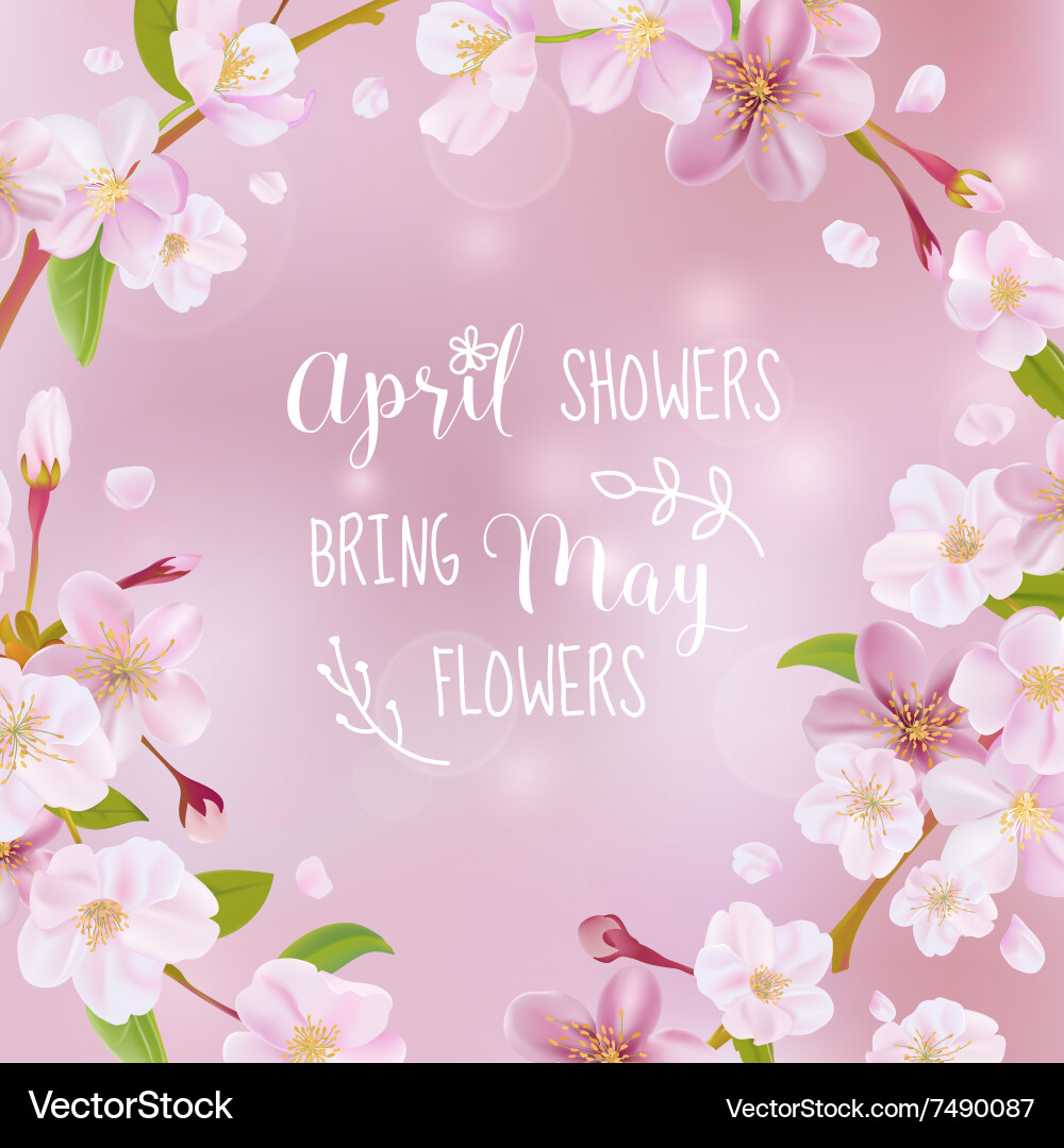 Cherry blossom spring card - with quote Royalty Free Vector