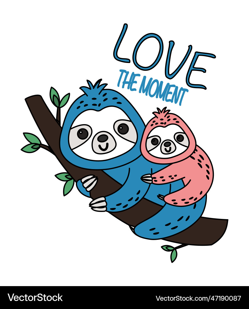 Cute family sloth Royalty Free Vector Image - VectorStock