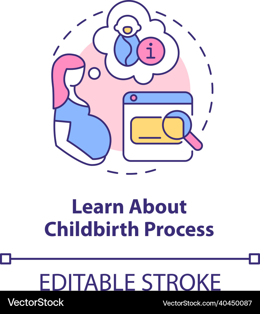Learn about childbirth process concept icon Vector Image